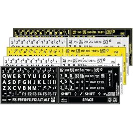 Five Large Print English Keyboard Stickers in Black Yellow White Gray ...